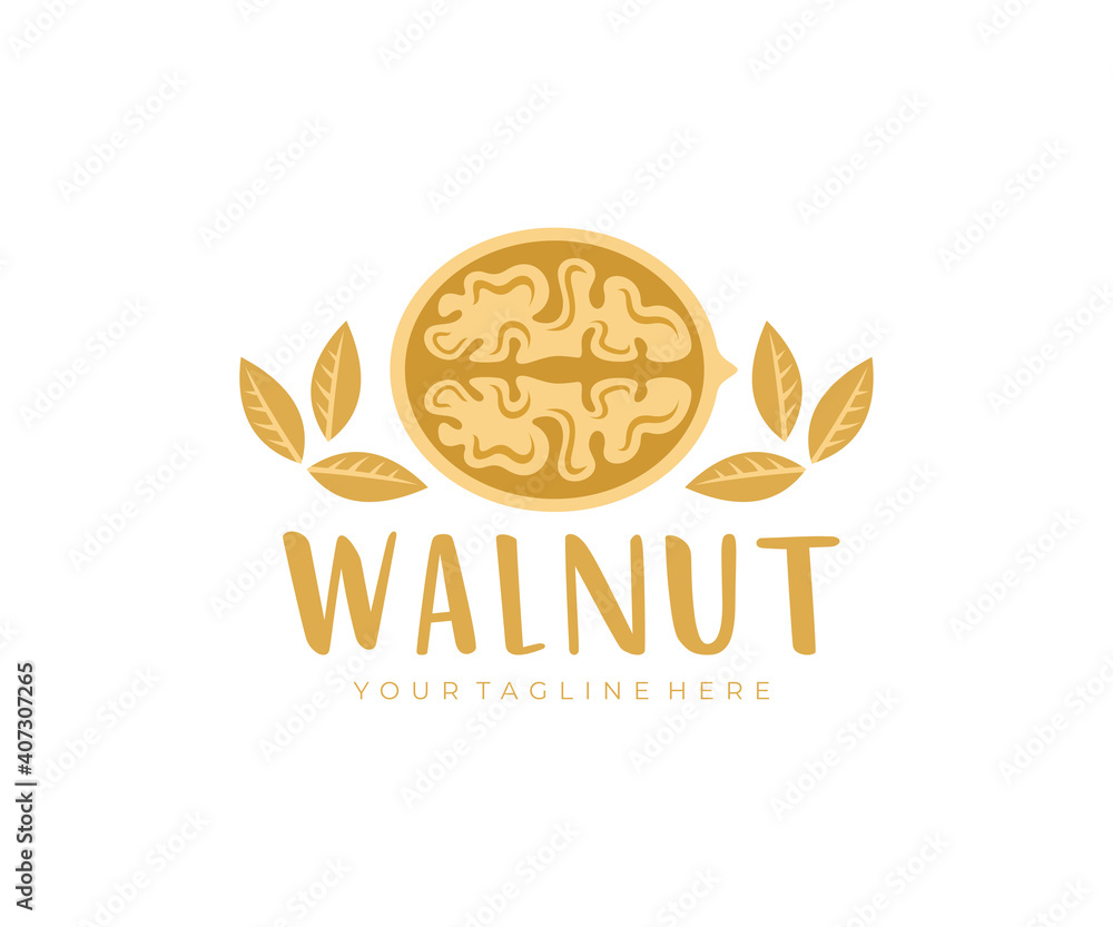 Walnut, cracked walnut, walnuts kernels, logo design. Nut, food, plant ...