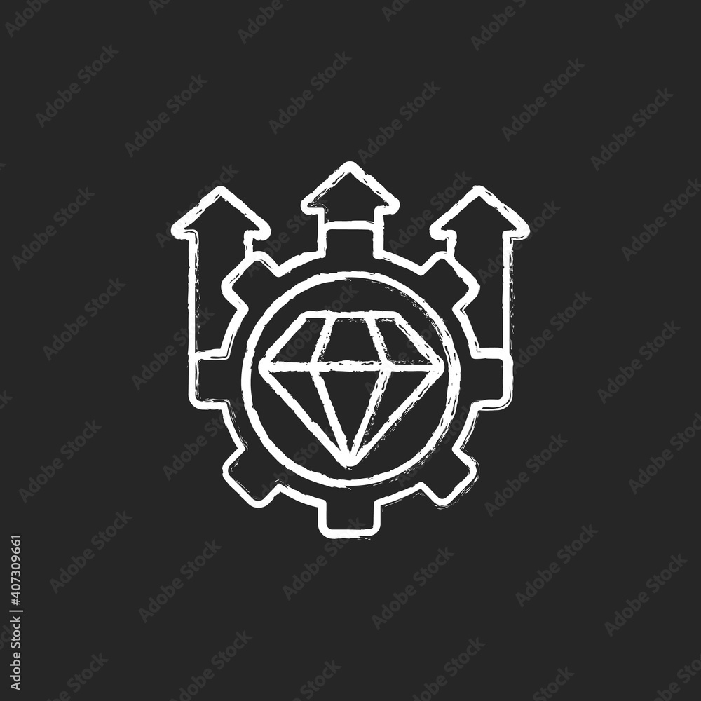 Excellence, high standards chalk white icon on black background ...