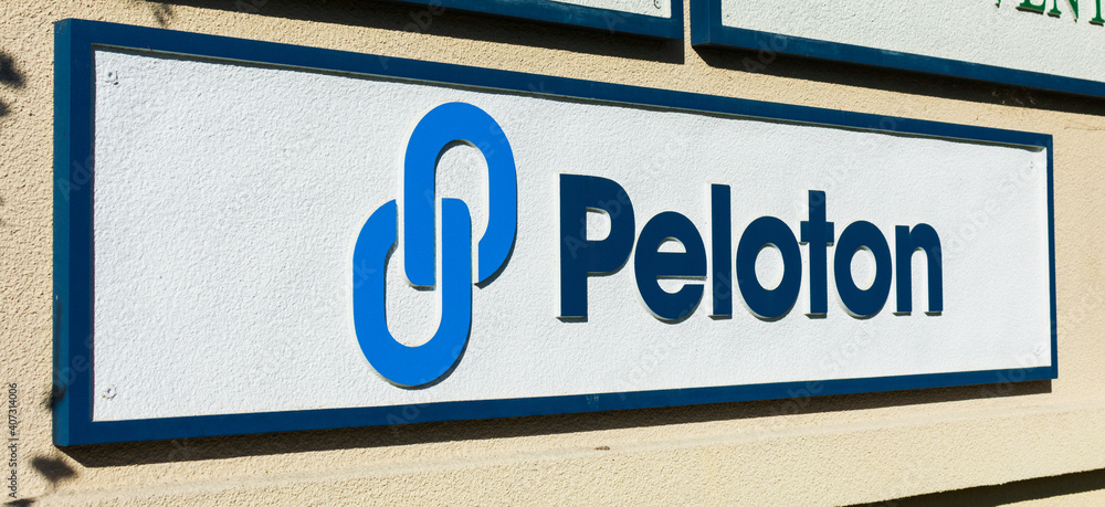 Peloton sign and logo. Peloton Technology is an American automated and ...