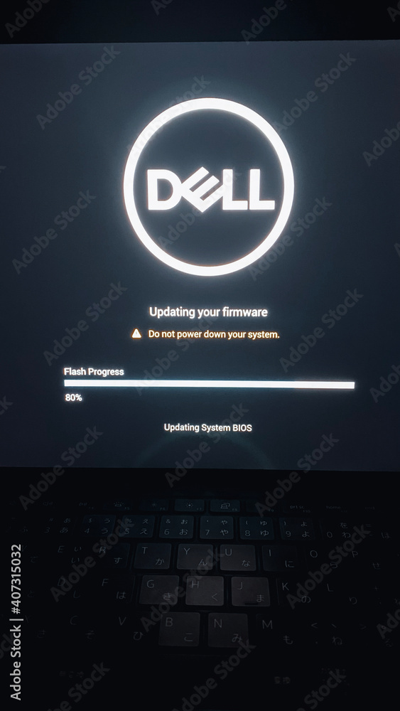 Foto de Dell logo on the black screen of laptop - firmware update ...