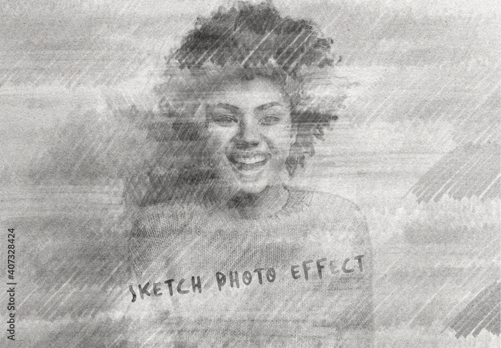 Sketch Photo Effect Mockup Stock Template | Adobe Stock