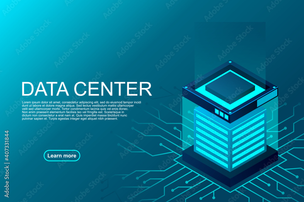 Isometric Data Center Landing Page Isometric Servers Vector Design Enterprise Hosting