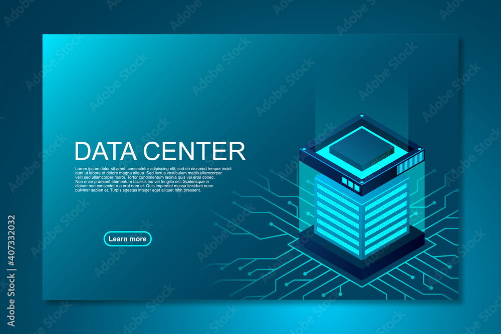 Isometric Data center landing page. Isometric servers vector design ...
