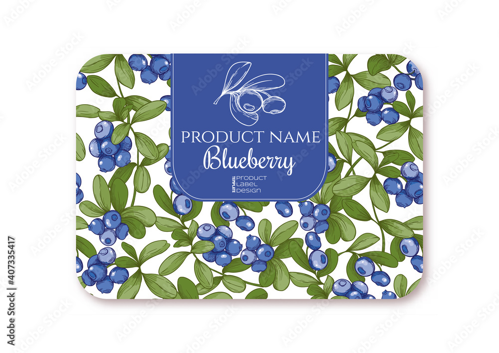 Blueberry Ripe berries. Template for product label, cosmetic packaging ...