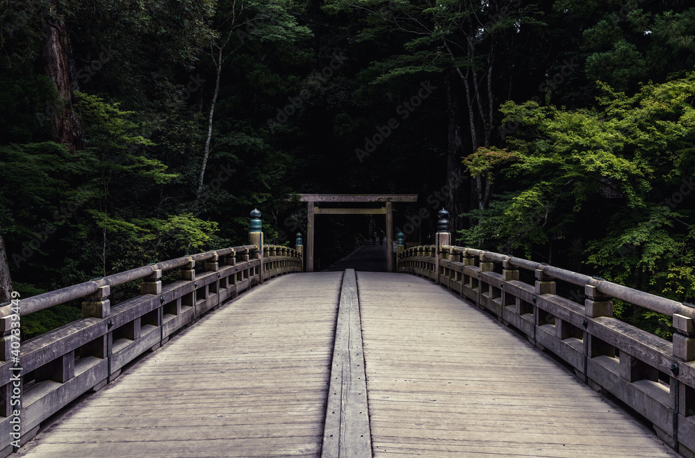 Ise Grand Shrine (Ise Jingu Shrine) Bridge in Mie, Japan. Shinto bridge ...