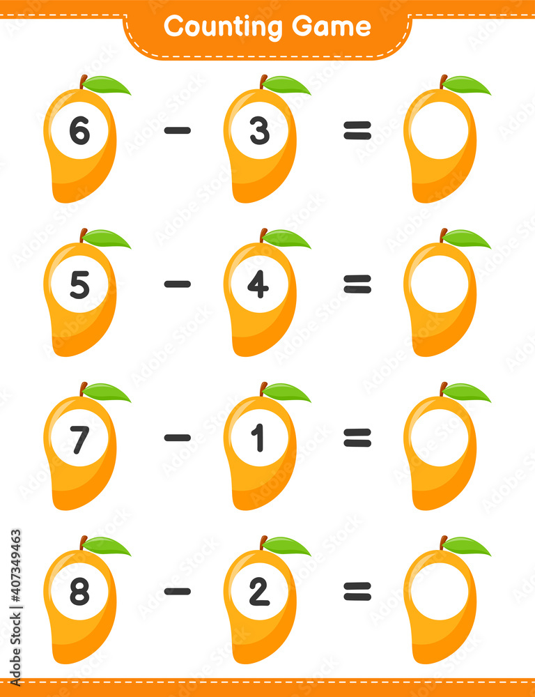 Counting game, count the number of Mango and write the result ...