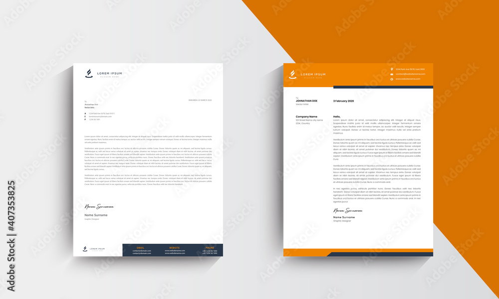 Orange Modern Business Letterhead Design Template, Abtract Letterhead ...