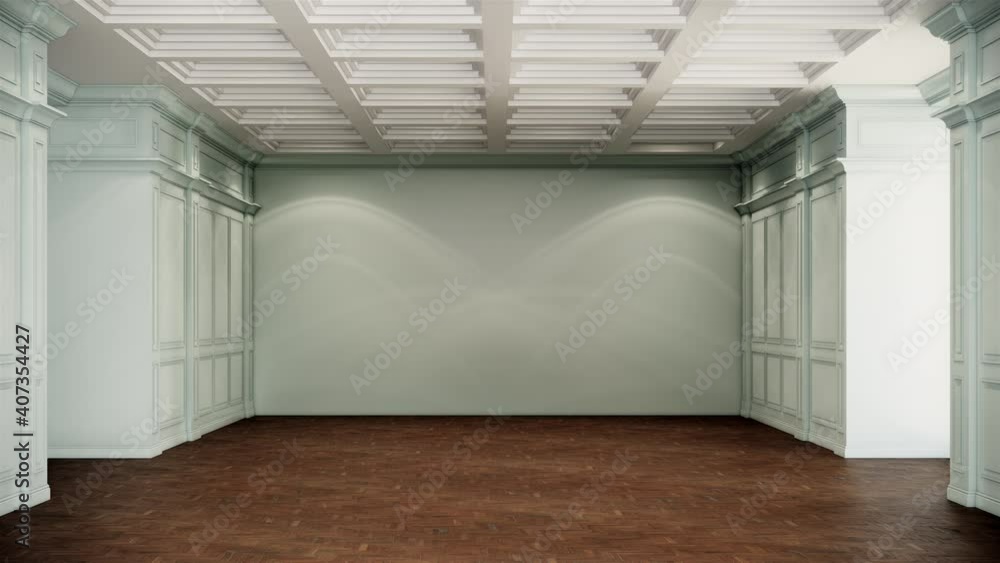 blank classic room interior background ,empty white classic walls and ...