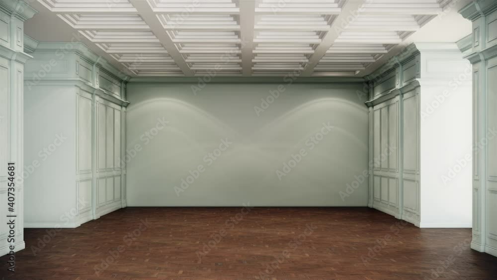 empty classic room interior background, the room changes color from ...