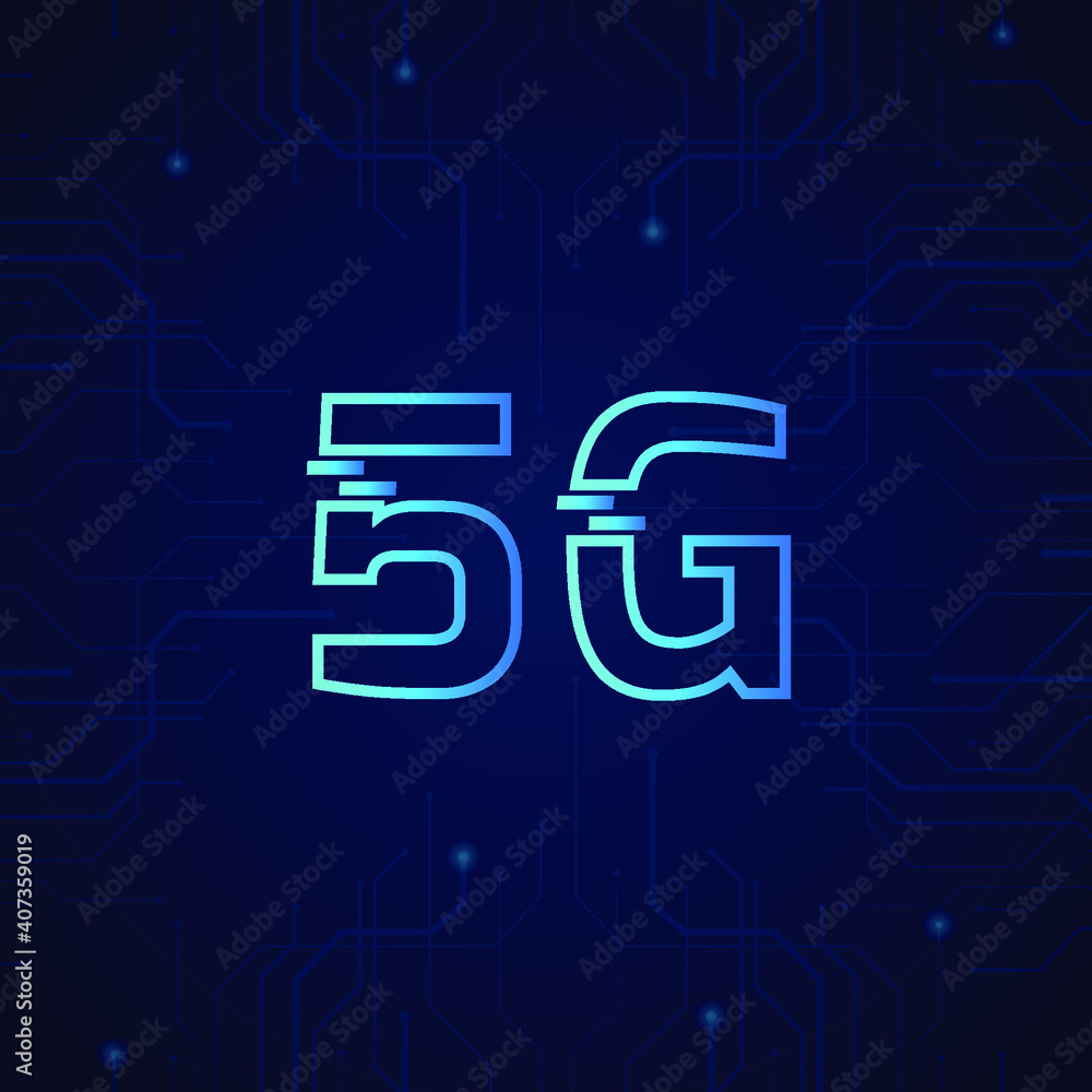 5G network technology logo green blue gradient symbol vector on dark ...