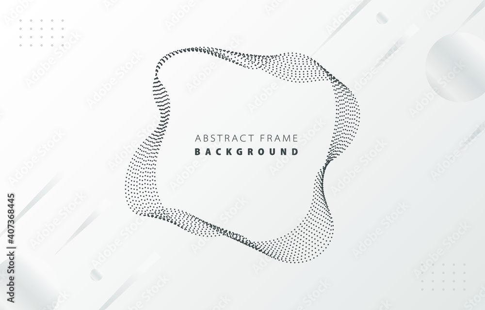 Futuristic black gradient dot wave frame vector white Memphis ...