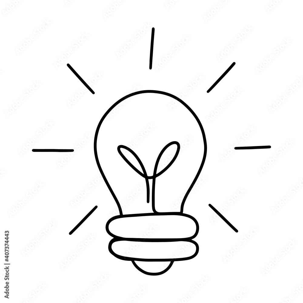 Line art bulb icon continuous line drawing isolated on white background ...