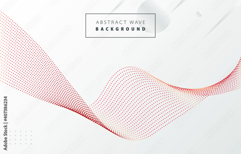 Futuristic abstract metal red gradient dot wave line vector on Memphis ...