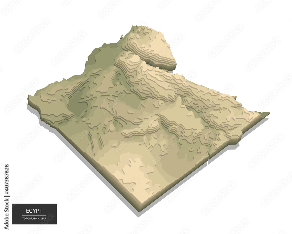 Egypt map - 3D digital high-altitude topographic map. 3D vector ...