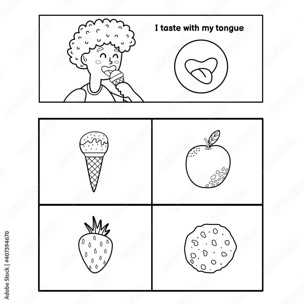 Five senses poster. Taste sense presentation page for kids. Great for ...