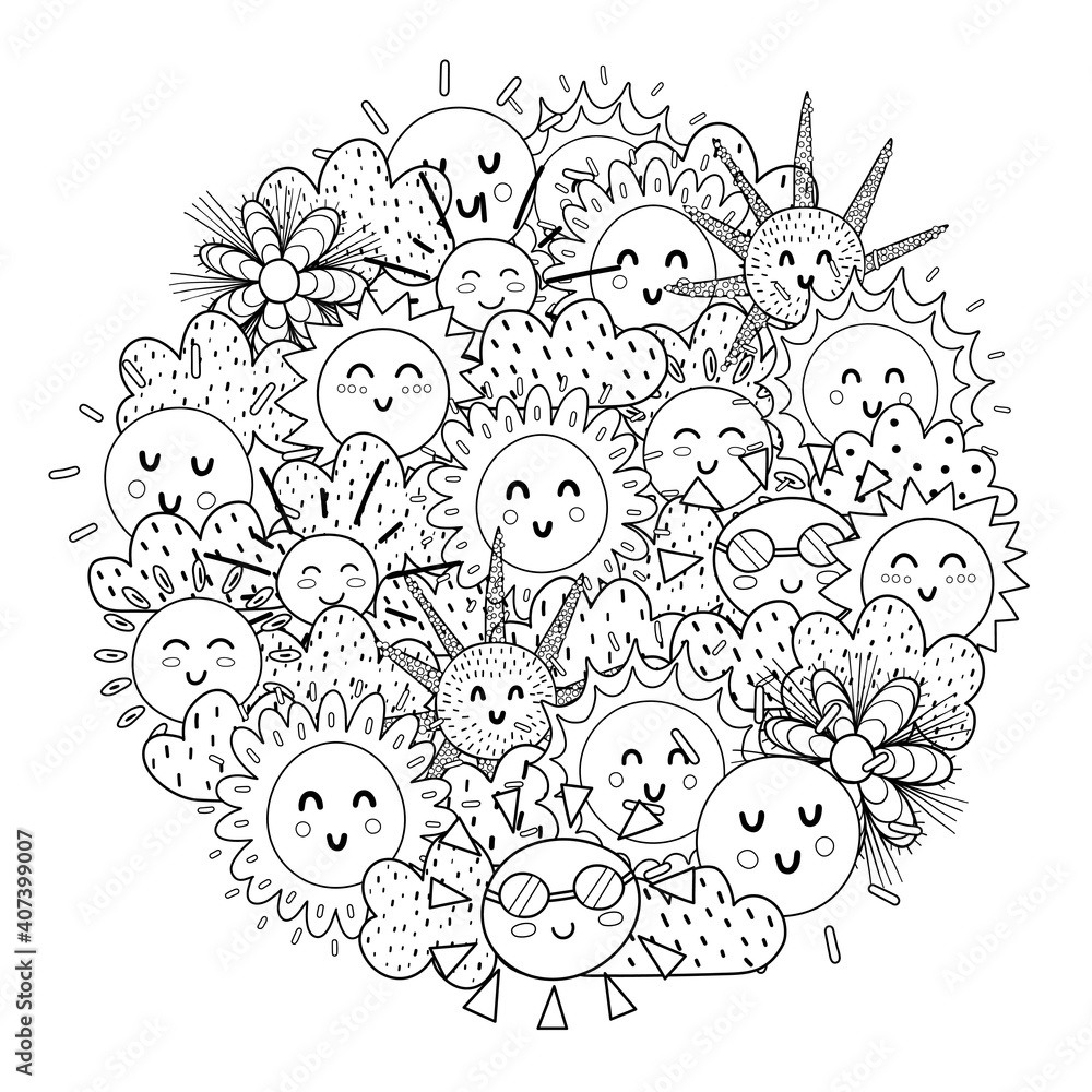 Happy Sun Coloring Page