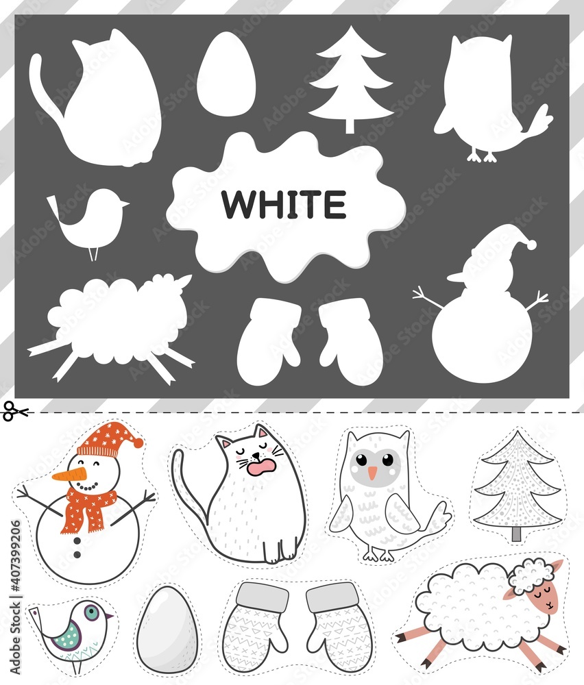 White color. Cut the elements and match them with the right shadows ...