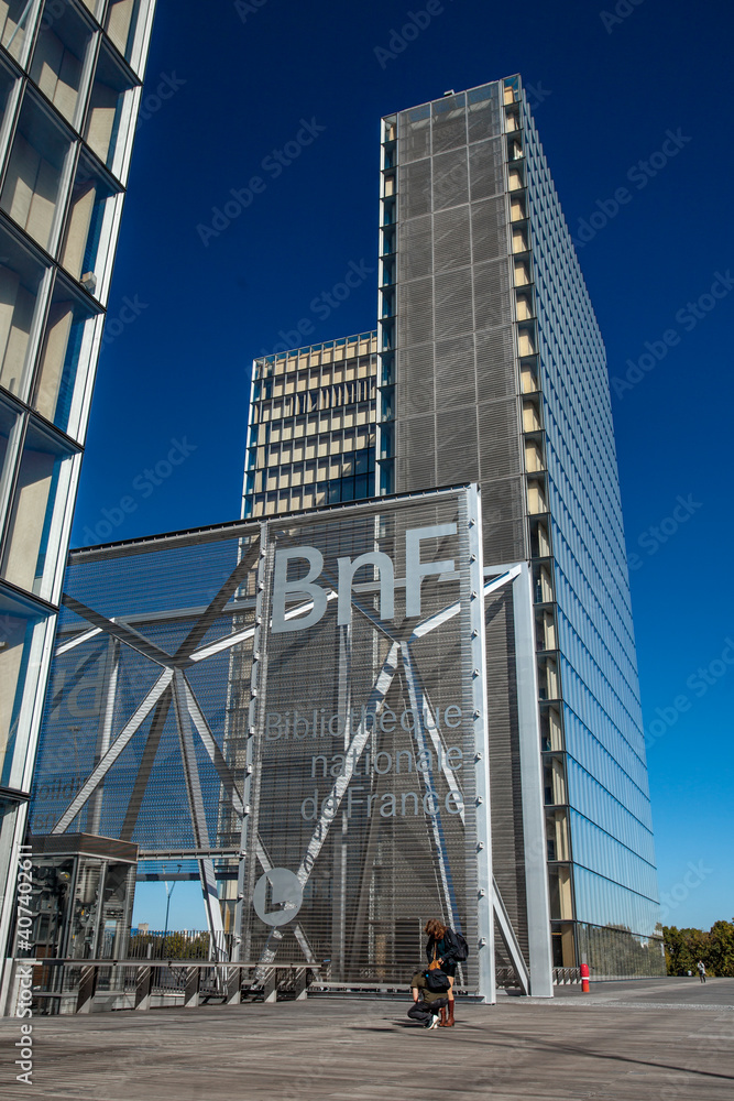 PARIS, FRANCE - OCTOBER 4, 2016- Built in 1995, the landmark glass ...