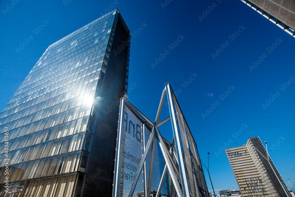PARIS, FRANCE - OCTOBER 4, 2016- Built in 1995, the landmark glass ...