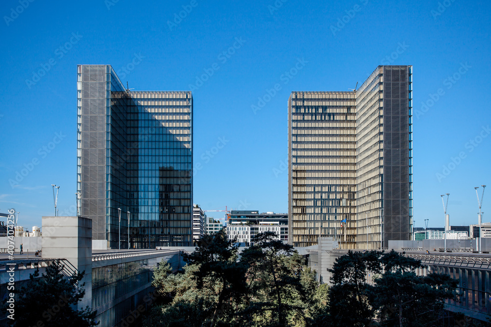 PARIS, FRANCE - OCTOBER 4, 2016- Built in 1995, the landmark glass ...