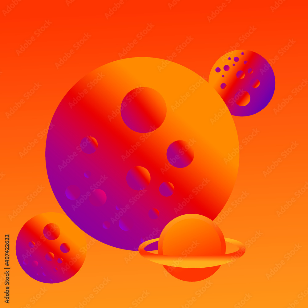 flat vector illustration of planets. abstraction from a set of planets ...