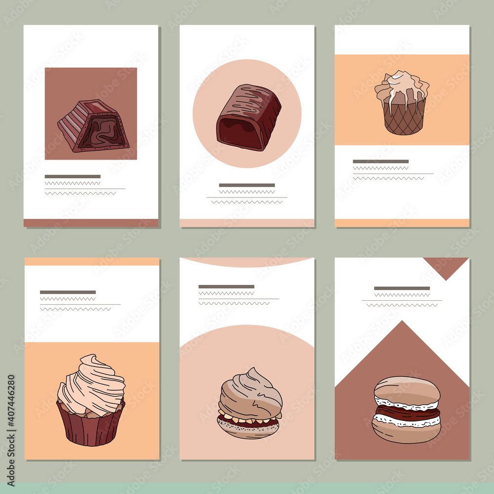 Set with different food templates. Cards for restaurant and cafe design ...