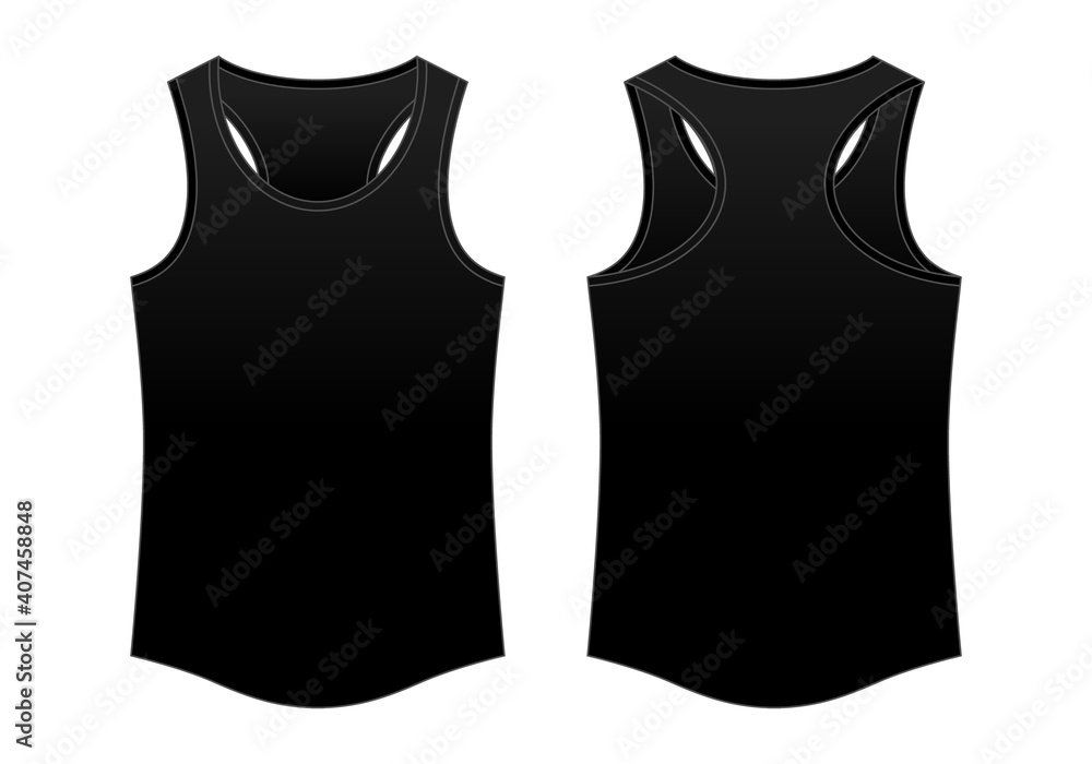 Blank Black Tank Top Template Vector On Gray Background.Front and Back ...