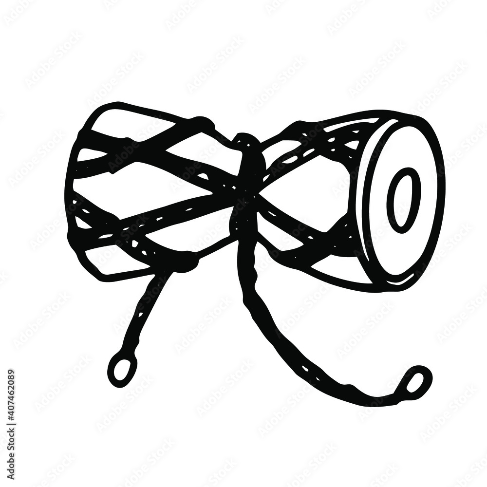 Damaru of God Shiva. Single element. Damru, a small double membrane ...