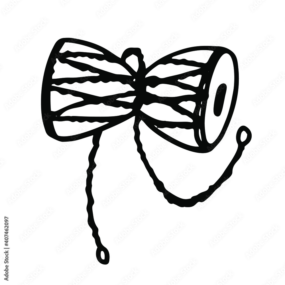 Damaru of God Shiva. Single element. Damru, a small double membrane ...