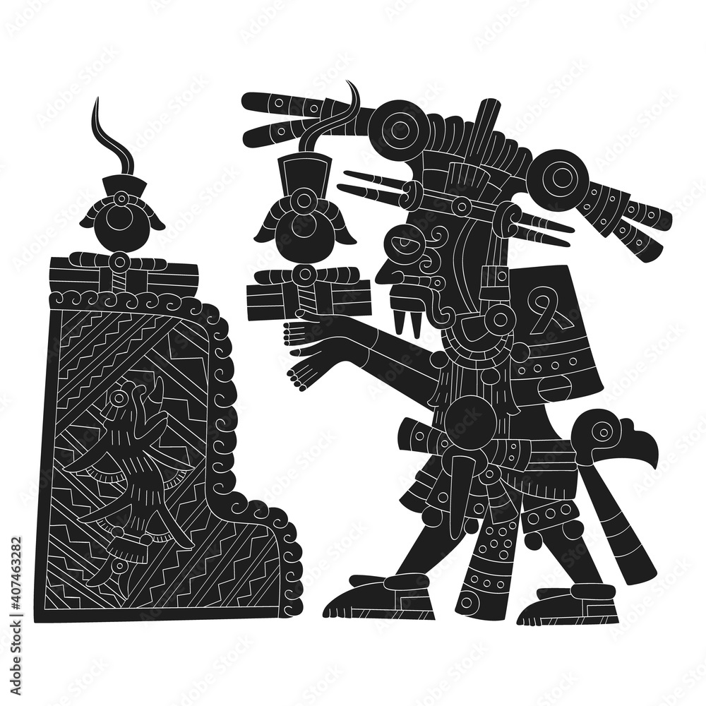 vector image with Aztec god Tlaloc.God of the rain and water for your ...
