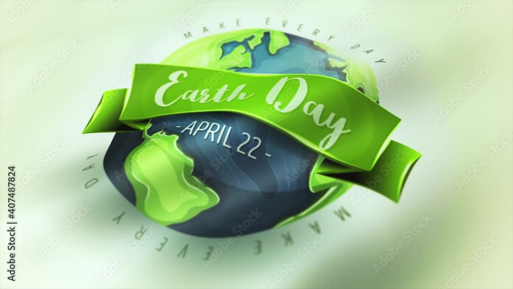 Happy Earth Day Waving Flag Animation Loop/ 4k animated happy earth day ...