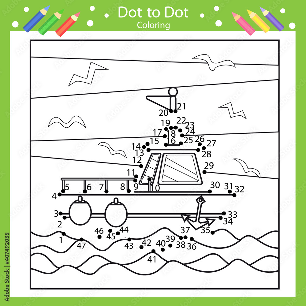 Dot to dots connect drawing. Coloring page for book. Drawing worksheets ...
