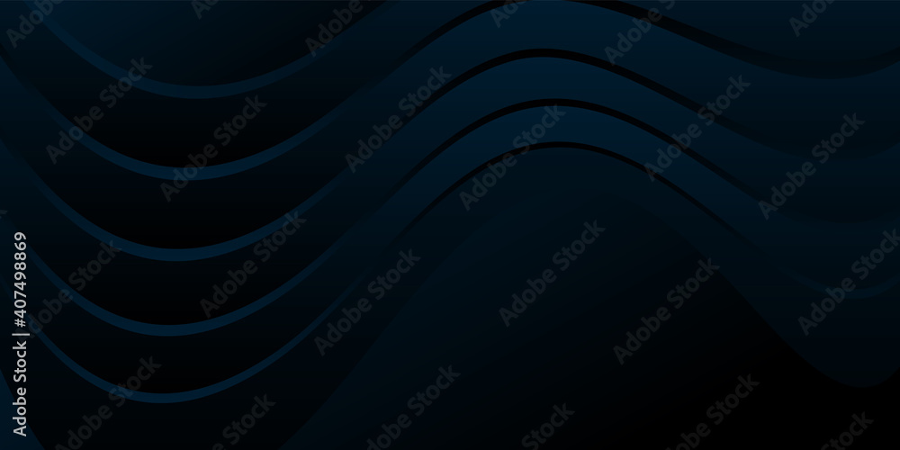 Abstract dark blue gradient background, waves and folds. 3D ...