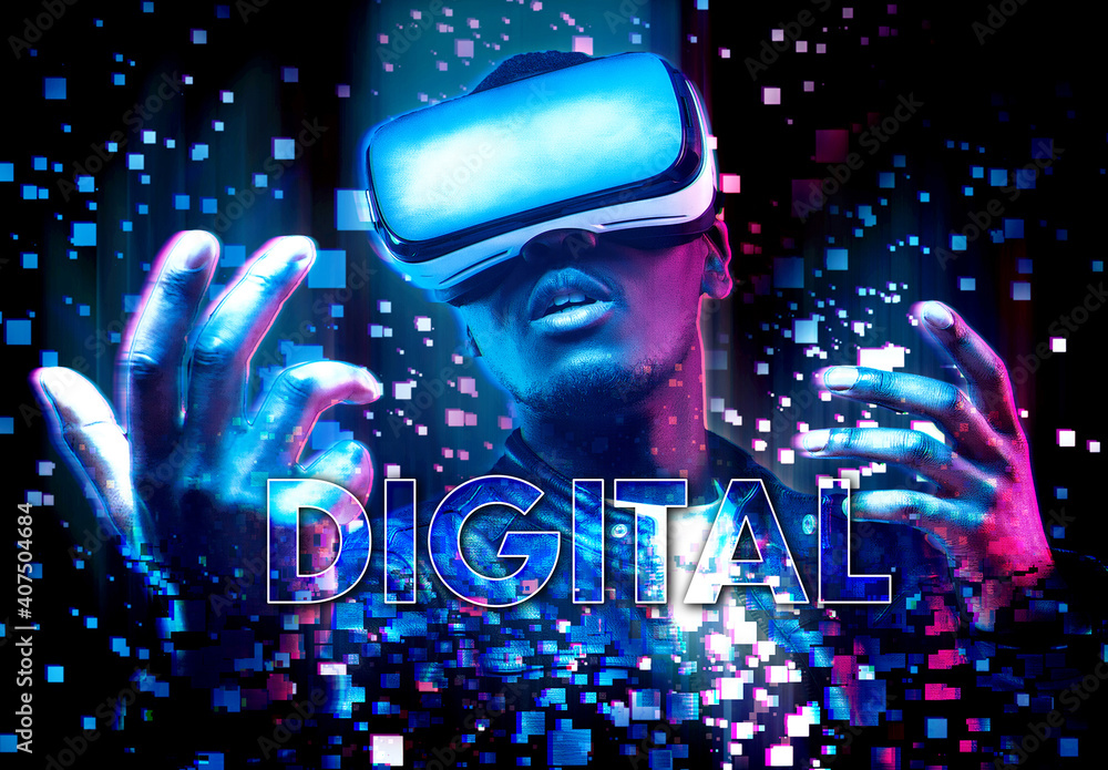 Digital Dispersion Photo Effect Stock Template | Adobe Stock