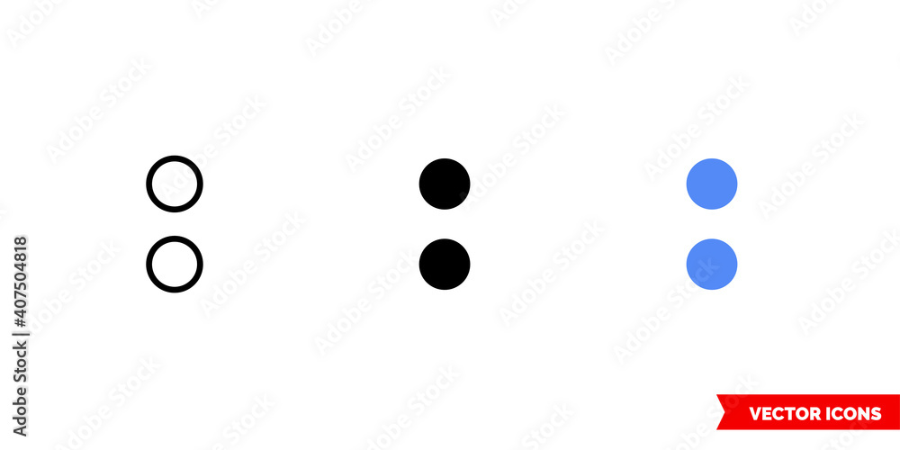 Colon icon of 3 types color, black and white, outline. Isolated vector ...