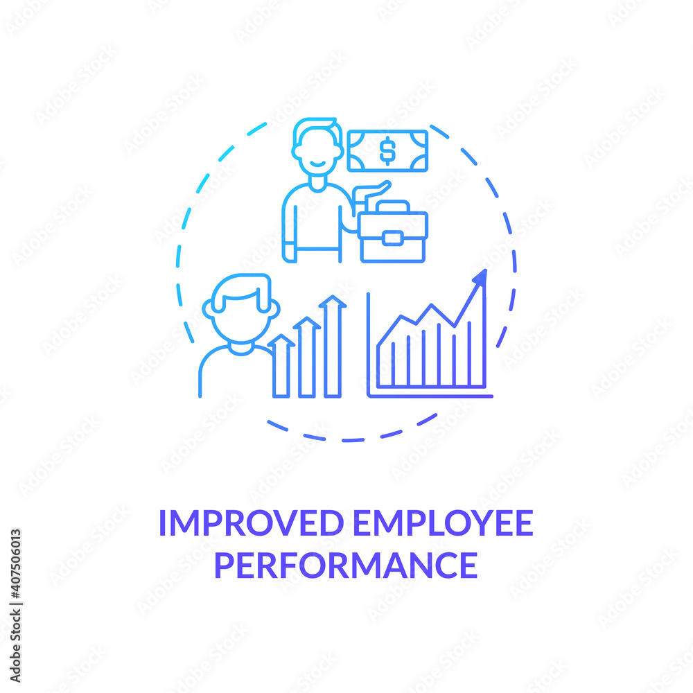 Improved employee performance concept icon. Staff training idea thin ...