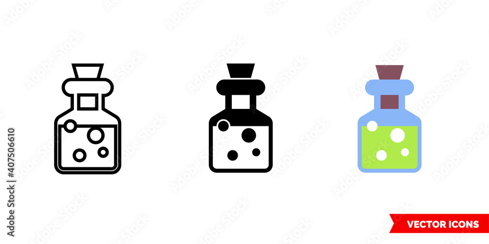 Glass jar icon of 3 types color, black and white, outline. Isolated ...