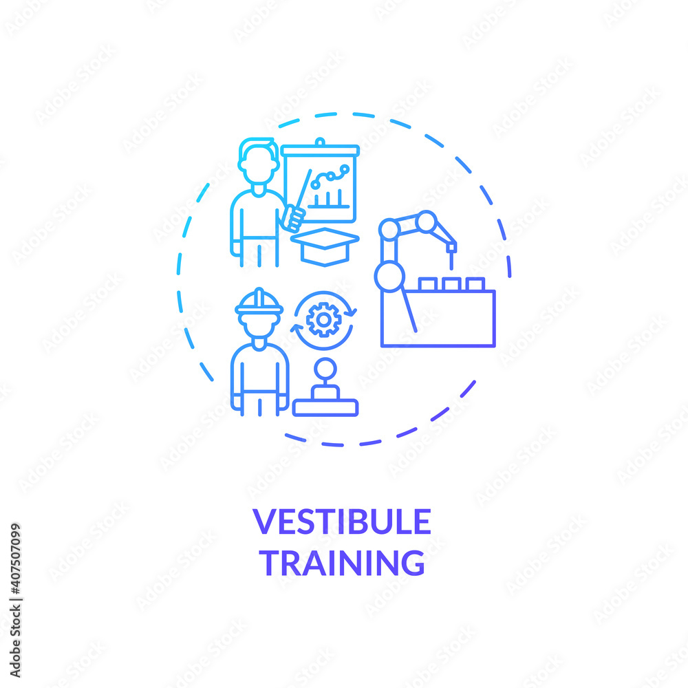 Vestibule training concept icon. Training mode using technology idea ...