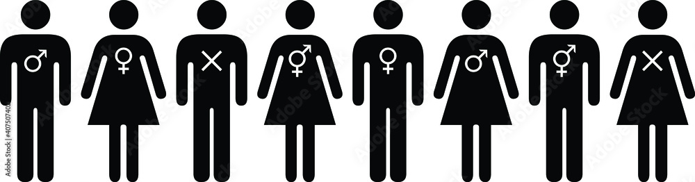 People icons - gender fluidity, gender identity, sexuality. Black in a ...