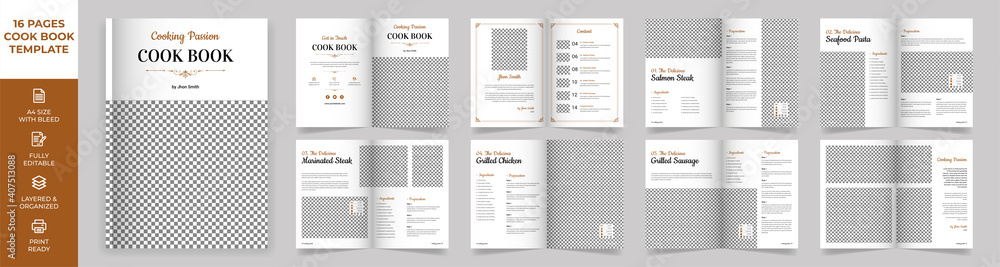 Cookbook Layout Template with Brown Accents, Simple style and modern ...