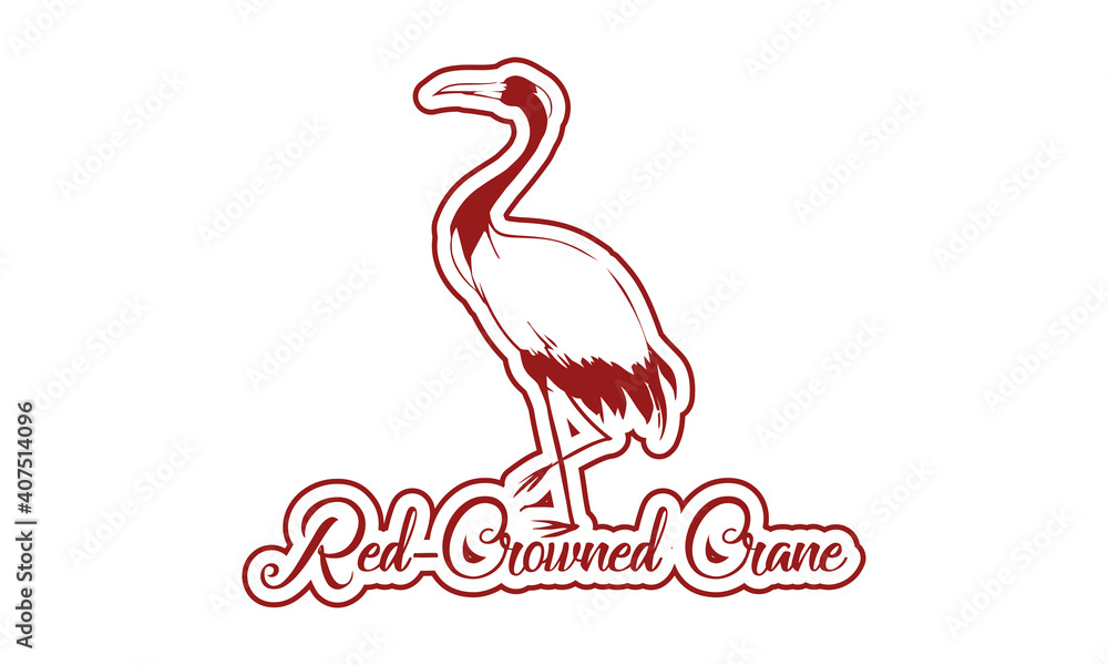 Red crowned crane logo vector Stock Vector | Adobe Stock