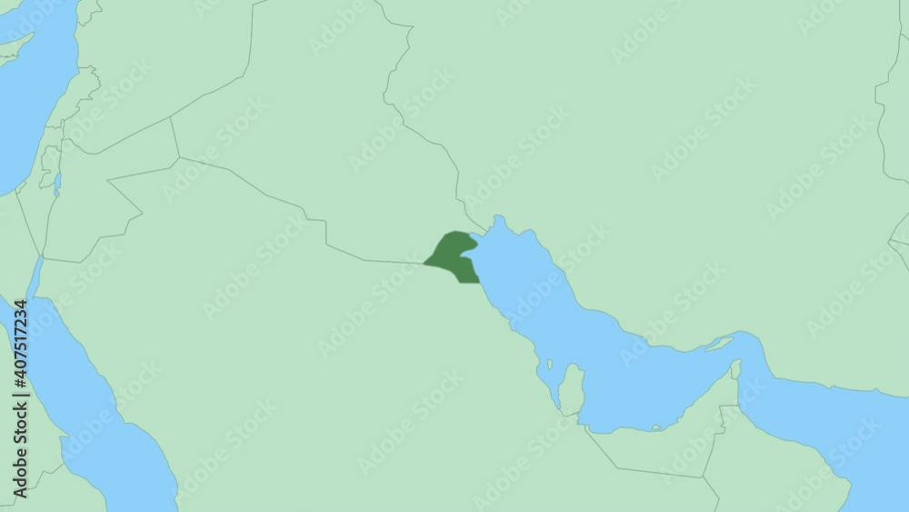 Map of Kuwait with pin of country capital. Kuwait Map with neighboring ...