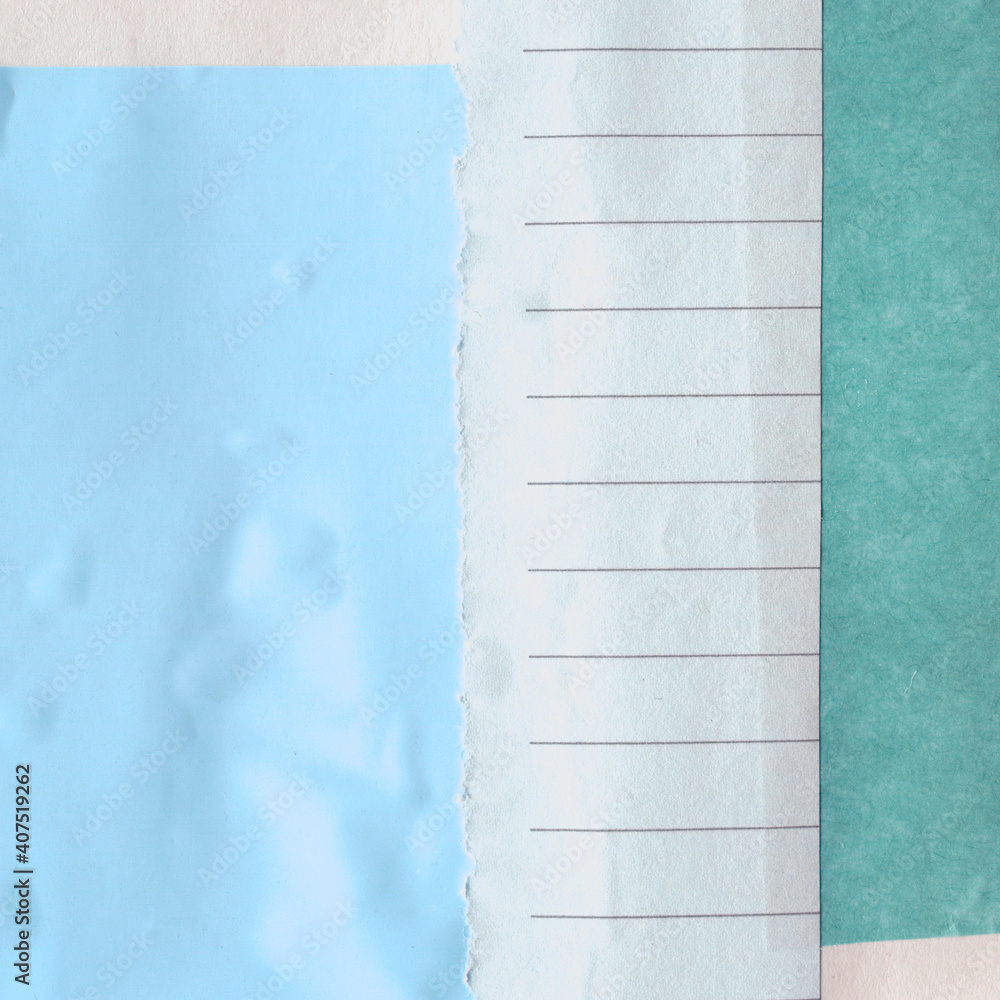 Colorful torn paper collage close-up. Texture made from various paper ...