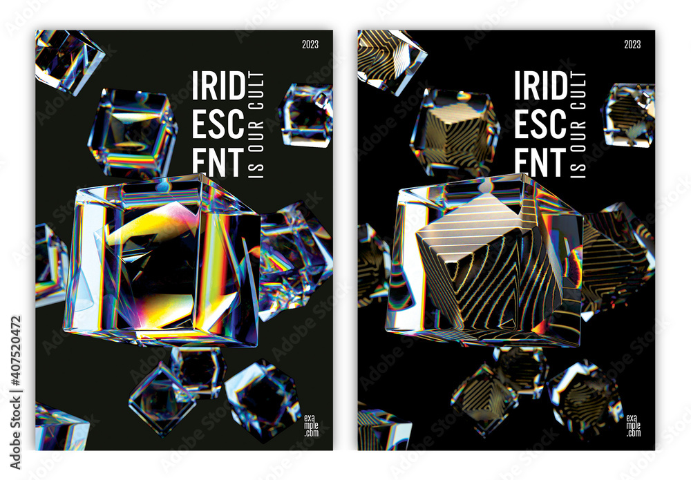 Trendy Design Posters Layout with Composition of 3D Translucent ...