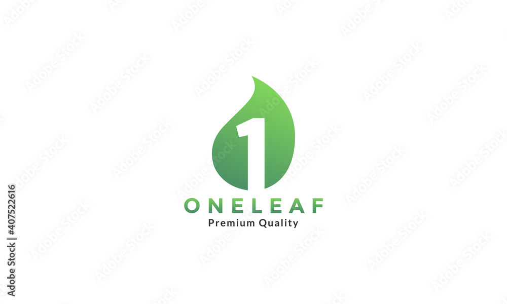 number 1 one with leaf abstract green logo symbol icon vector graphic ...