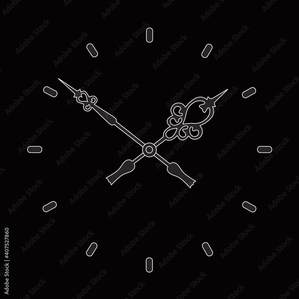 Wall Clock. Clock icon. Curly hands of a wall clock. Time timer. World ...