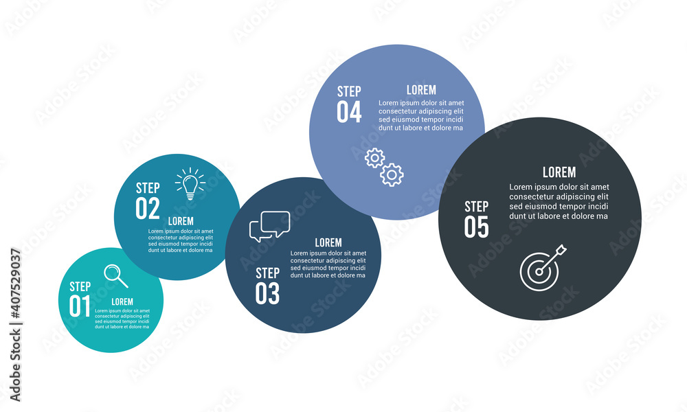 5 steps infographic design template with icons.Infographic. circle ...
