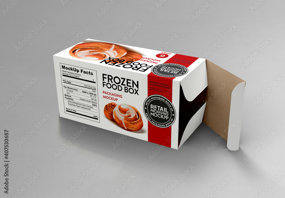 Long Frozen Food Box Back View Packaging Mockup plantilla de Stock ...