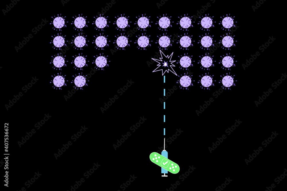 Vaccine retro computer game banner. I got my vaccine syringe shooting ...