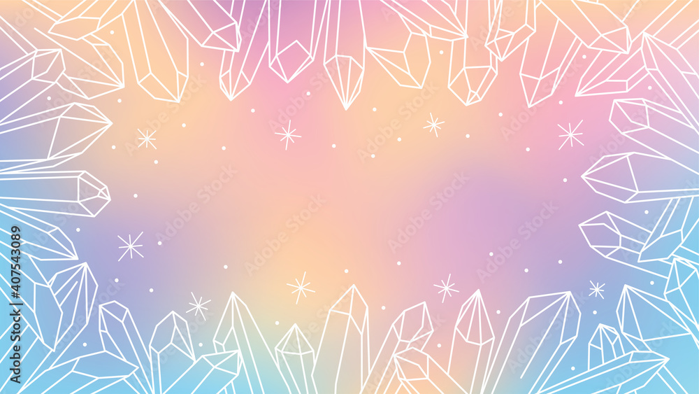 Vector pastel background with white crystal outline. Illustration in ...
